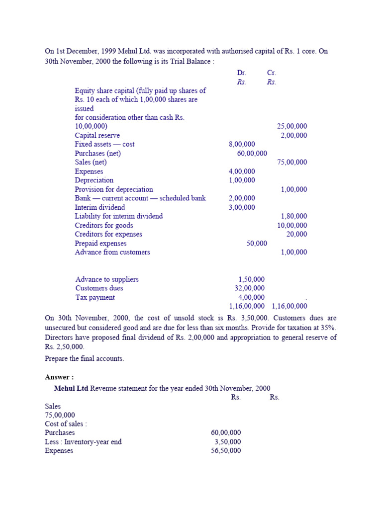 Company Final Accounts | PDF