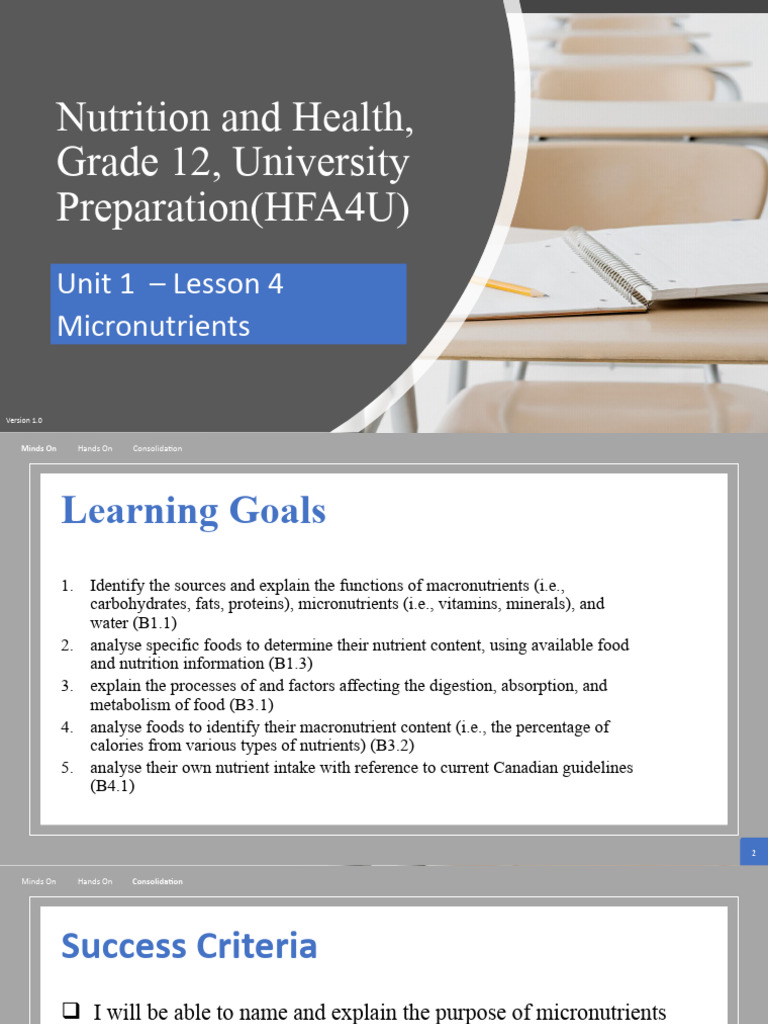 Grade 12 Nutrition: Micronutrients | PDF | Food Energy | Nutrients