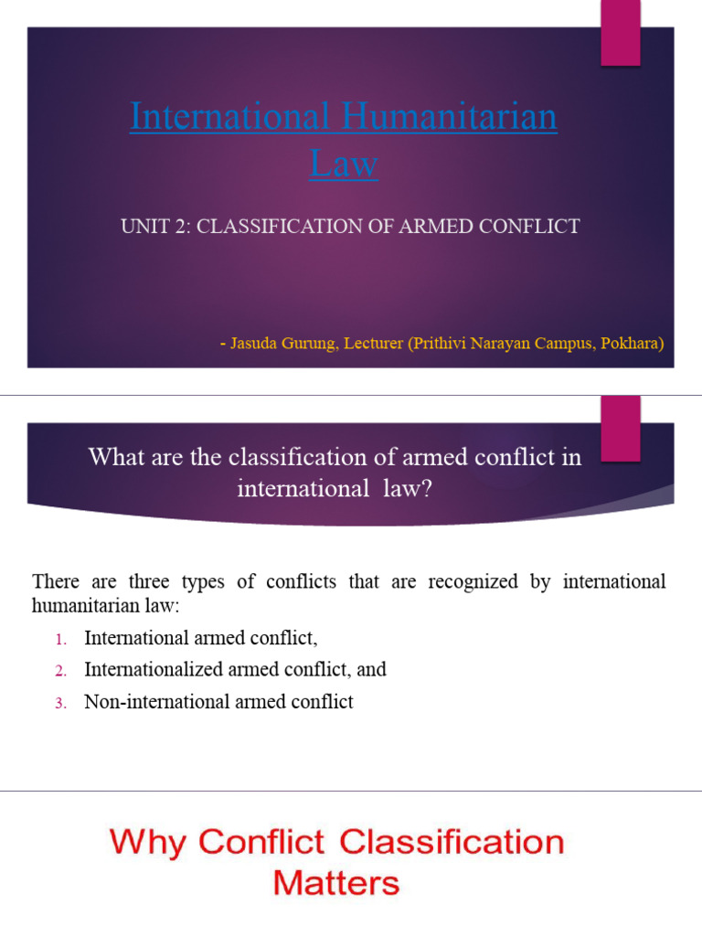 Classification of Armed Conflicts | PDF | International Humanitarian ...