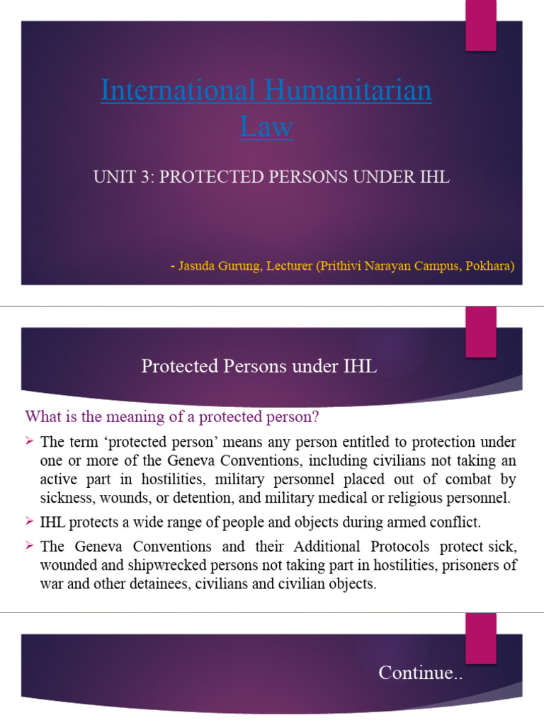 Understanding Protected Persons in IHL | PDF | International ...