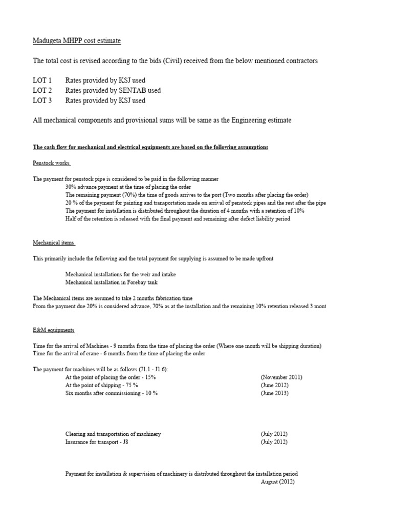 Revised Madugeta - Estimate Cashflow | PDF | Concrete | Masonry