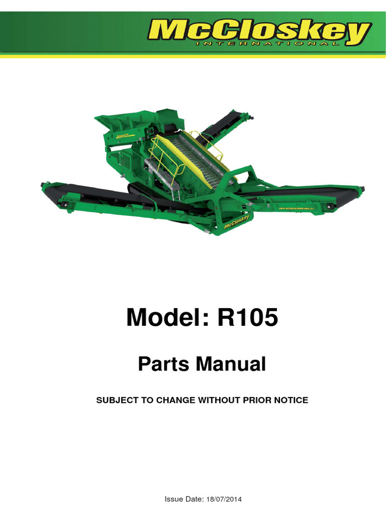 R105 Parts Manual | Download Free PDF | Belt (Mechanical) | Elevator