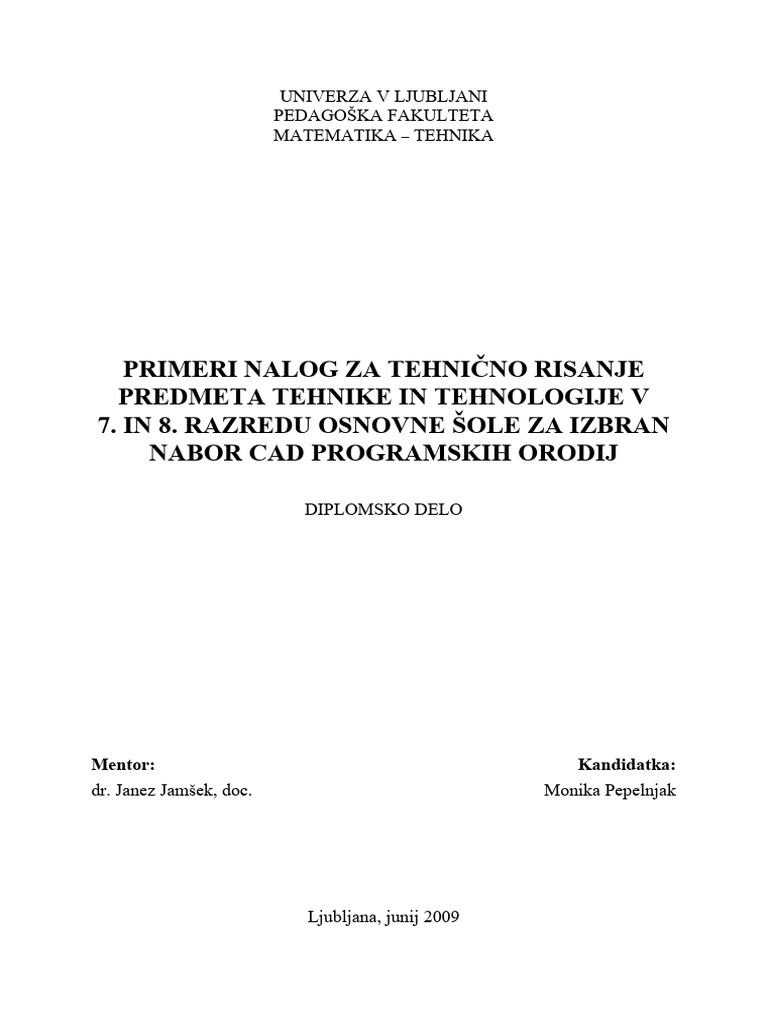 Primeri Nalog Za Tehnično Risanje Predmeta Tehnike in Tehnologije V 7 ...