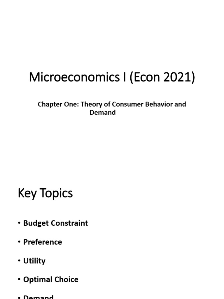 Microeconomics I_Chapter One | PDF