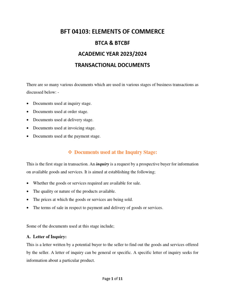Overview of Transactional Documents | PDF | Invoice | Receipt