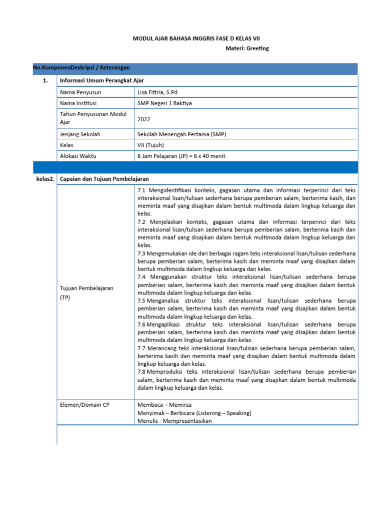 Modul Ajar | PDF | Seni & Disiplin Bahasa | Sains & Matematika