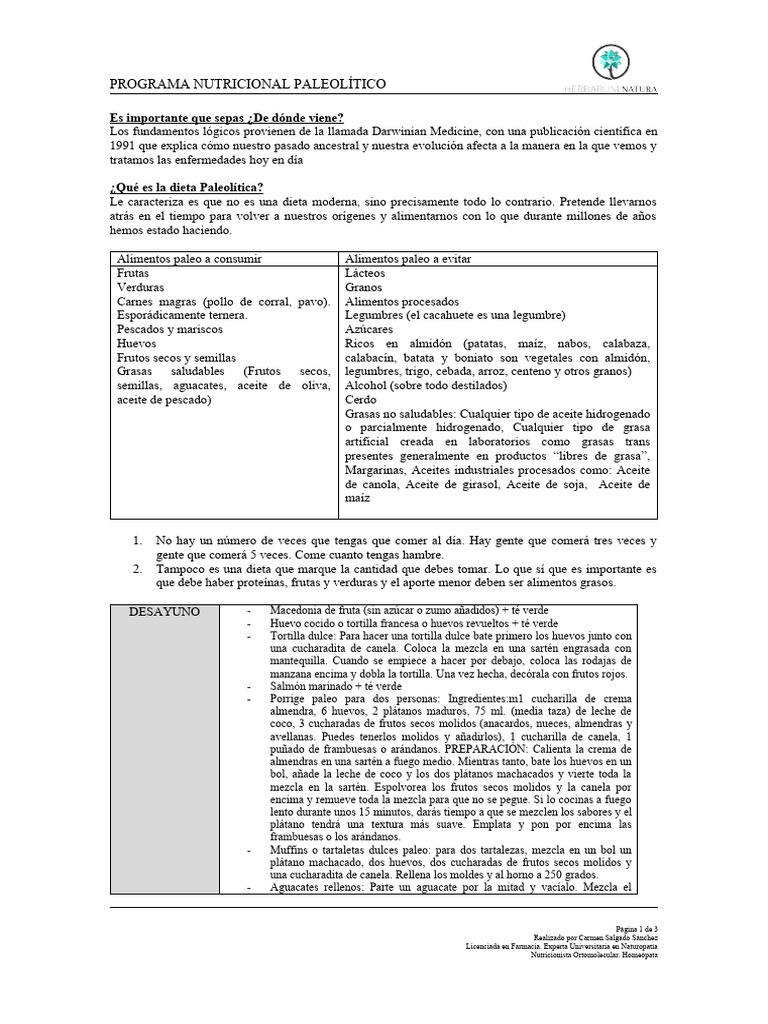 Programa Nutricional Paleolítico | PDF | Alimentos | Vegetales
