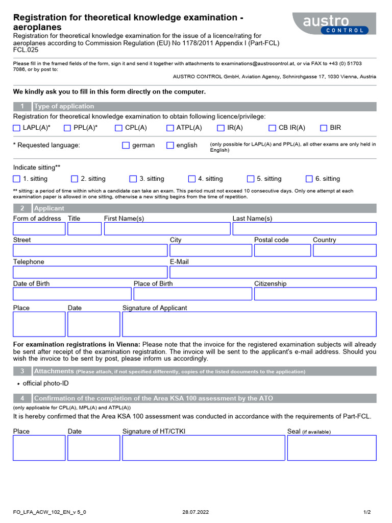 Austro Control Form | PDF | Technology & Engineering