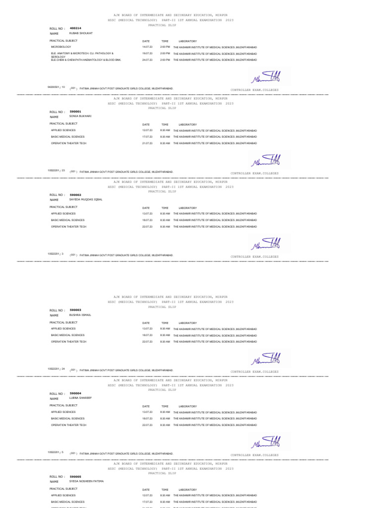 Medtech Practrollnoslips1sta23 | PDF | Medicine | Educational Stages