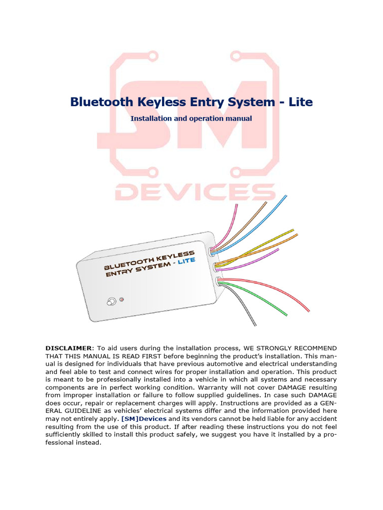 Bluetooth Keyless Entry System Lite | PDF | Relay | Bluetooth