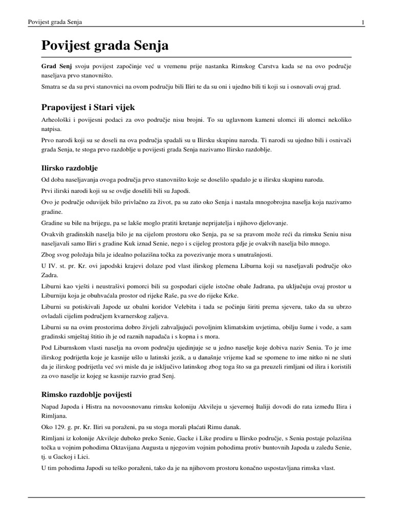 Povijest Grada Senja | PDF