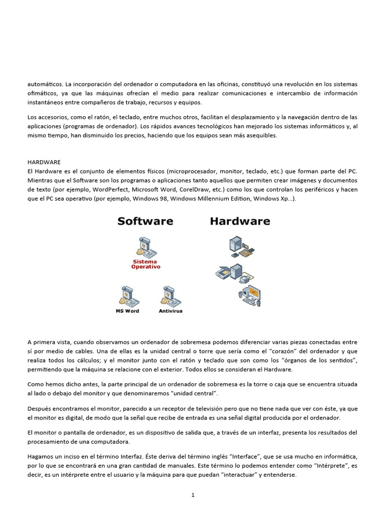 Hardware y Software | PDF | Hardware de la computadora | Periférico