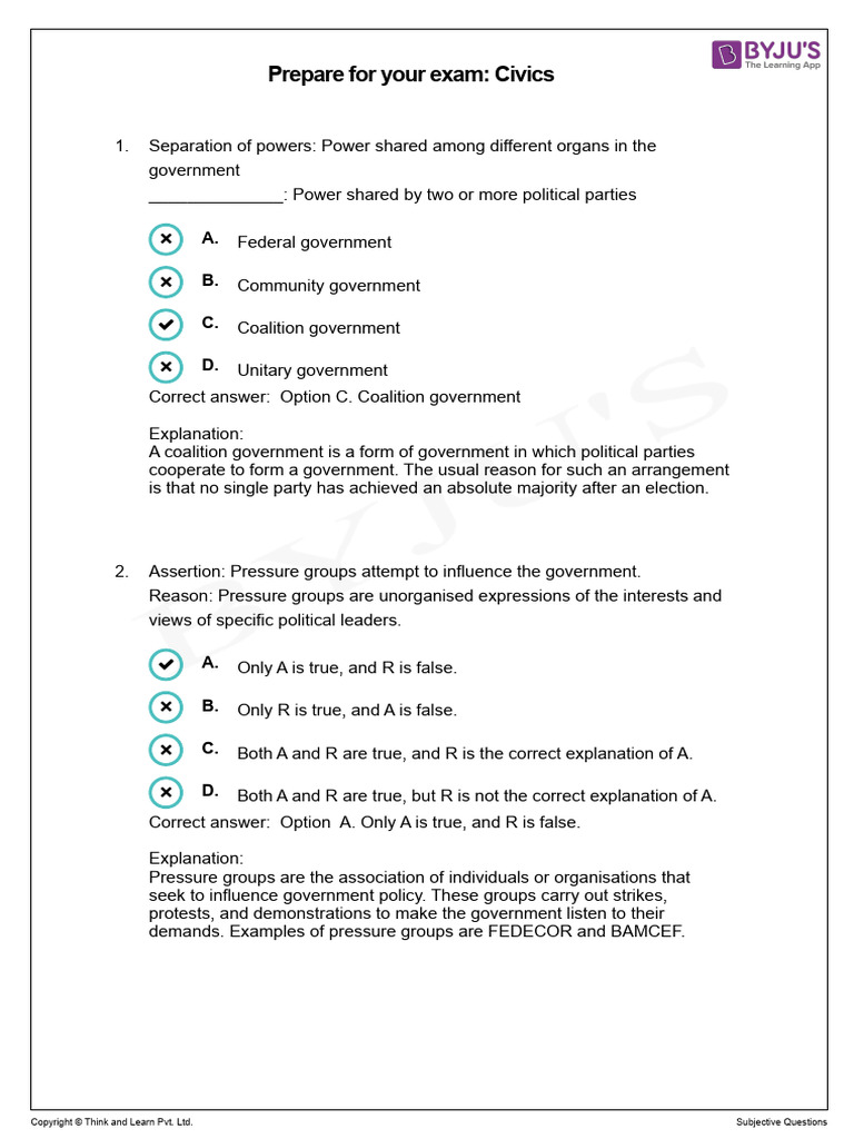 Civics Exam Prep I - SUB | PDF