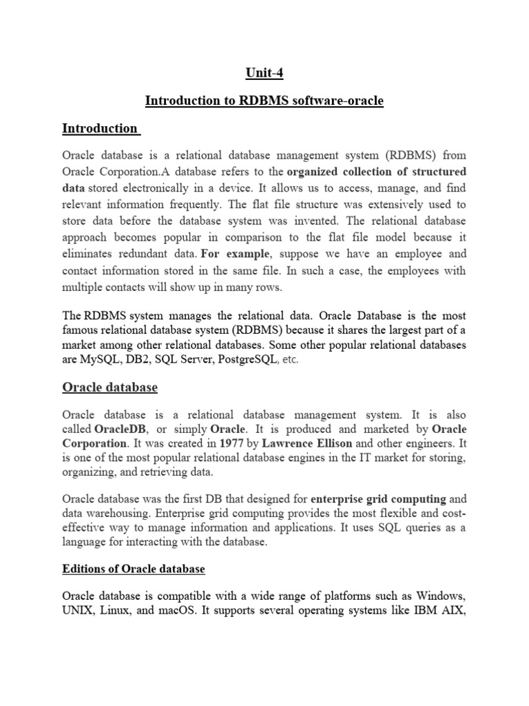 Unit4 Rdbms | PDF | Pl/Sql | Relational Database