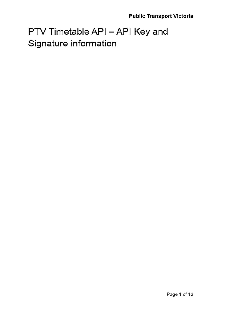 PTV Timetable API Key and Signature Document | PDF | String (Computer ... PTV Timetable API Key and Signature Document | PDF | String (Computer ...