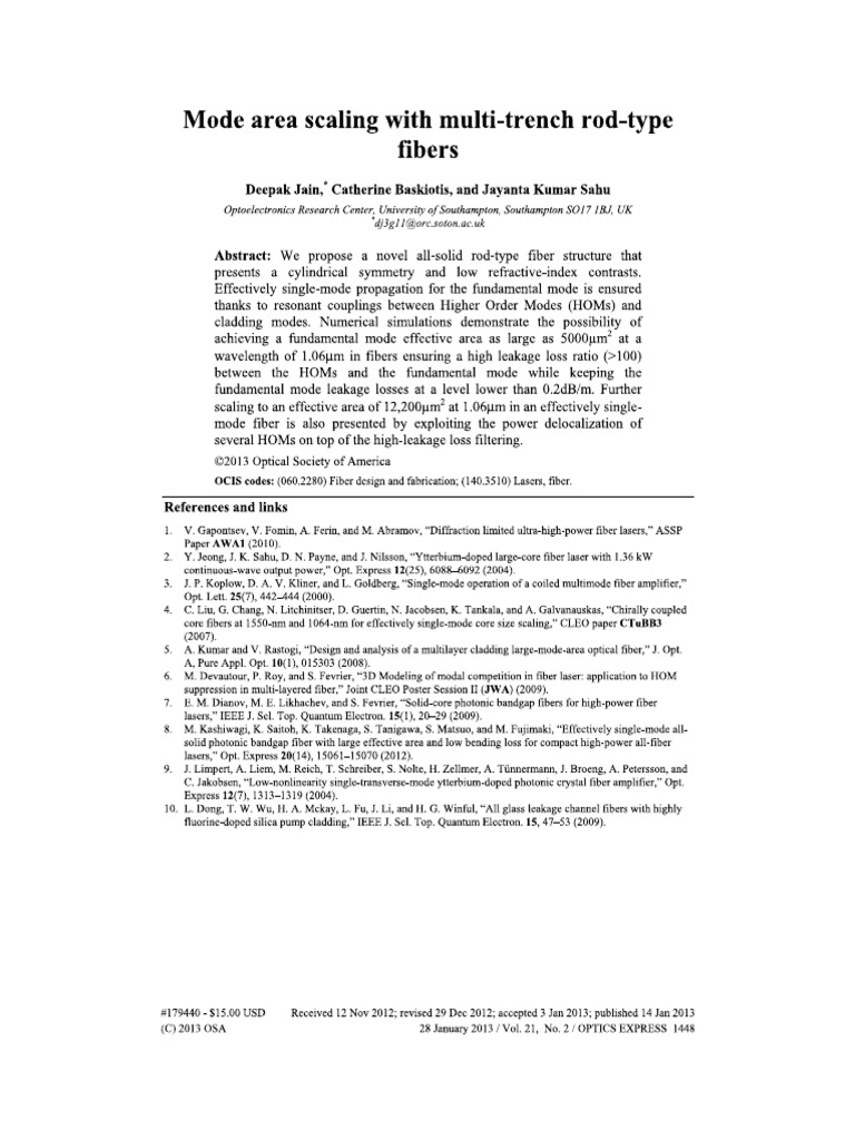 Mode Area Scaling With Multi-Trench Rod-Type | PDF