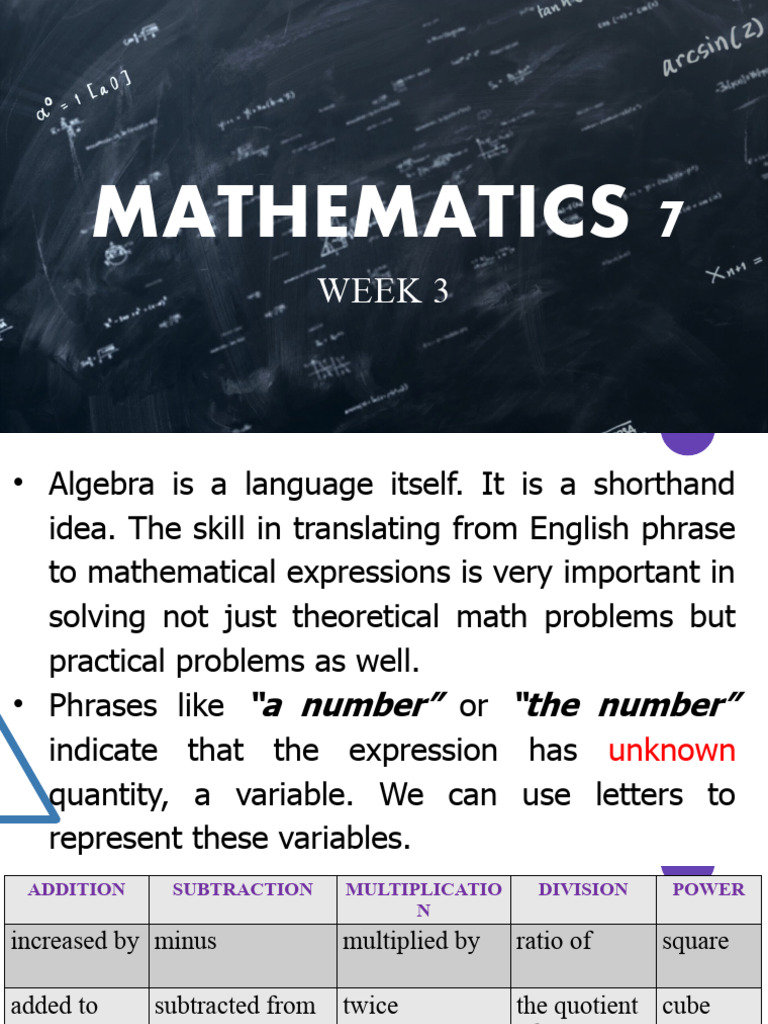 Math7 PPT Q2 W3 | PDF | Polynomial | Variable (Mathematics)