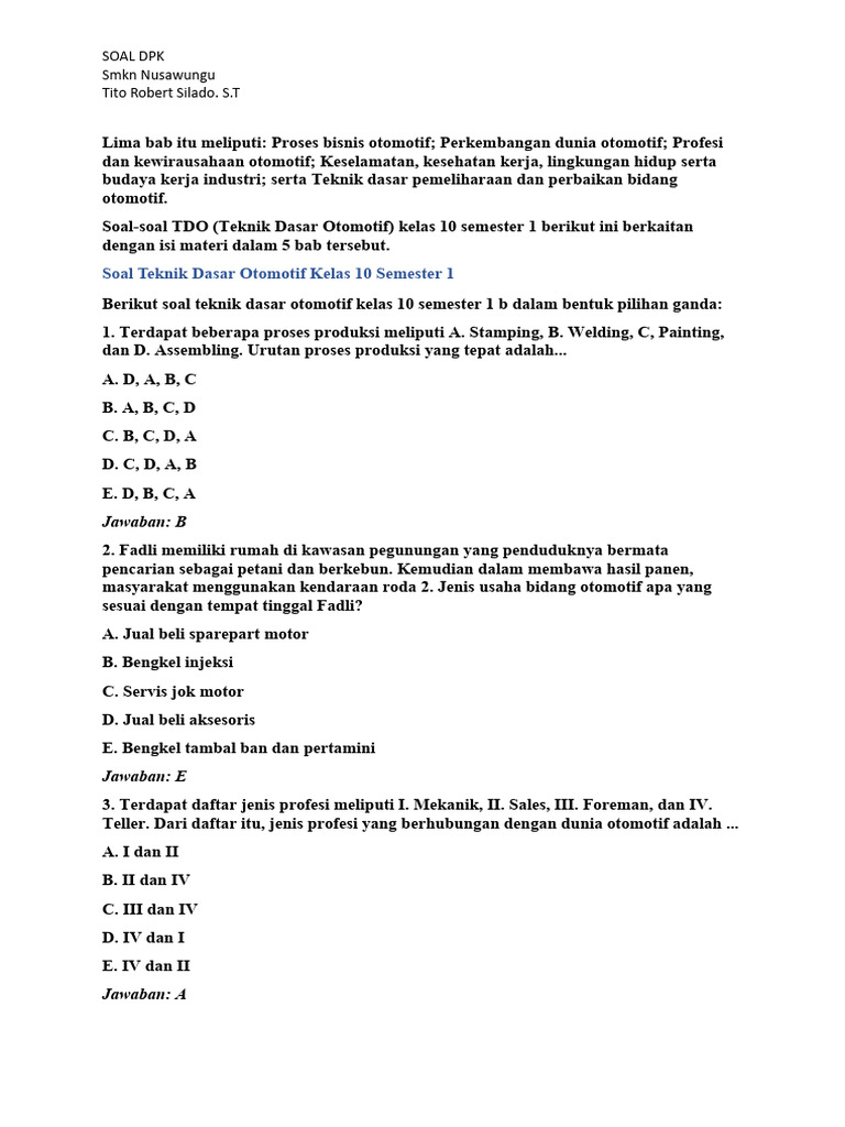 Soal DPK | PDF | Ciencia y matemáticas