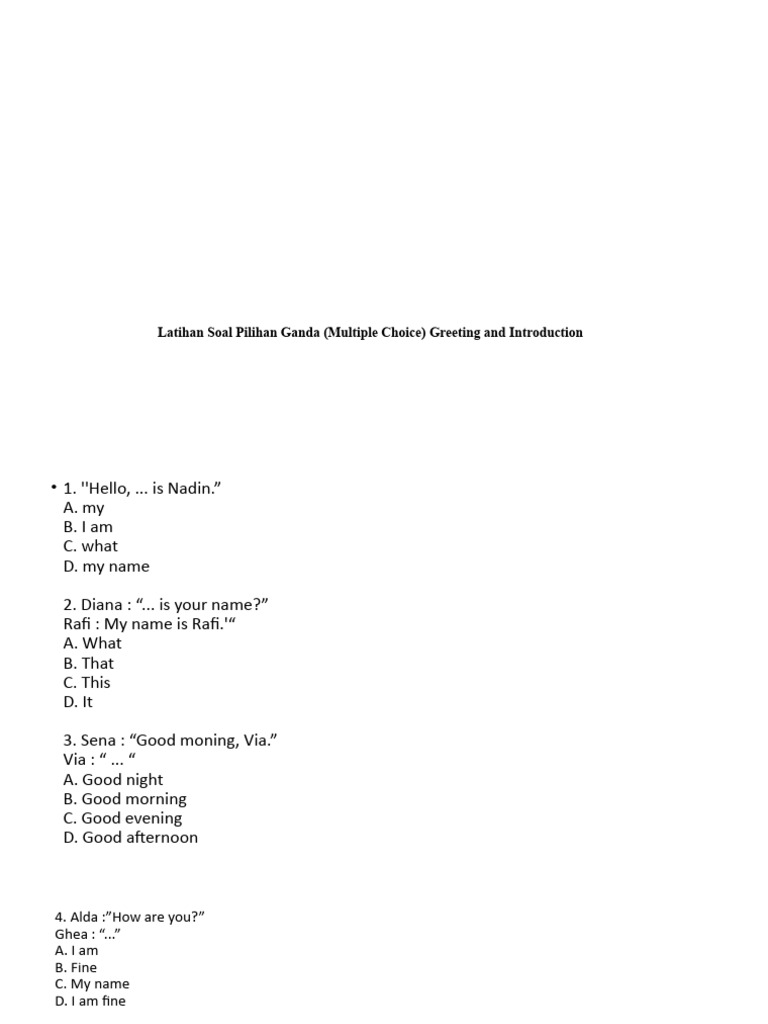 Latihan Soal Greeting and Introduction | PDF