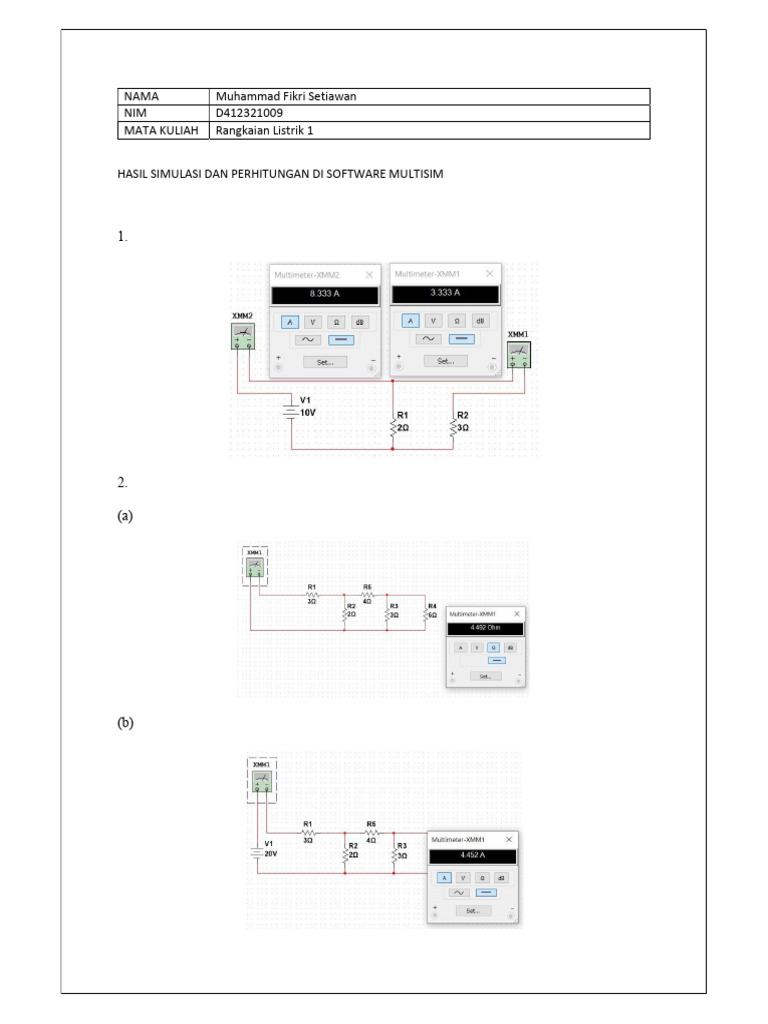 Hasil Simulasi Multisim Rangkaian Listrik | PDF | Teknologi & Rekayasa