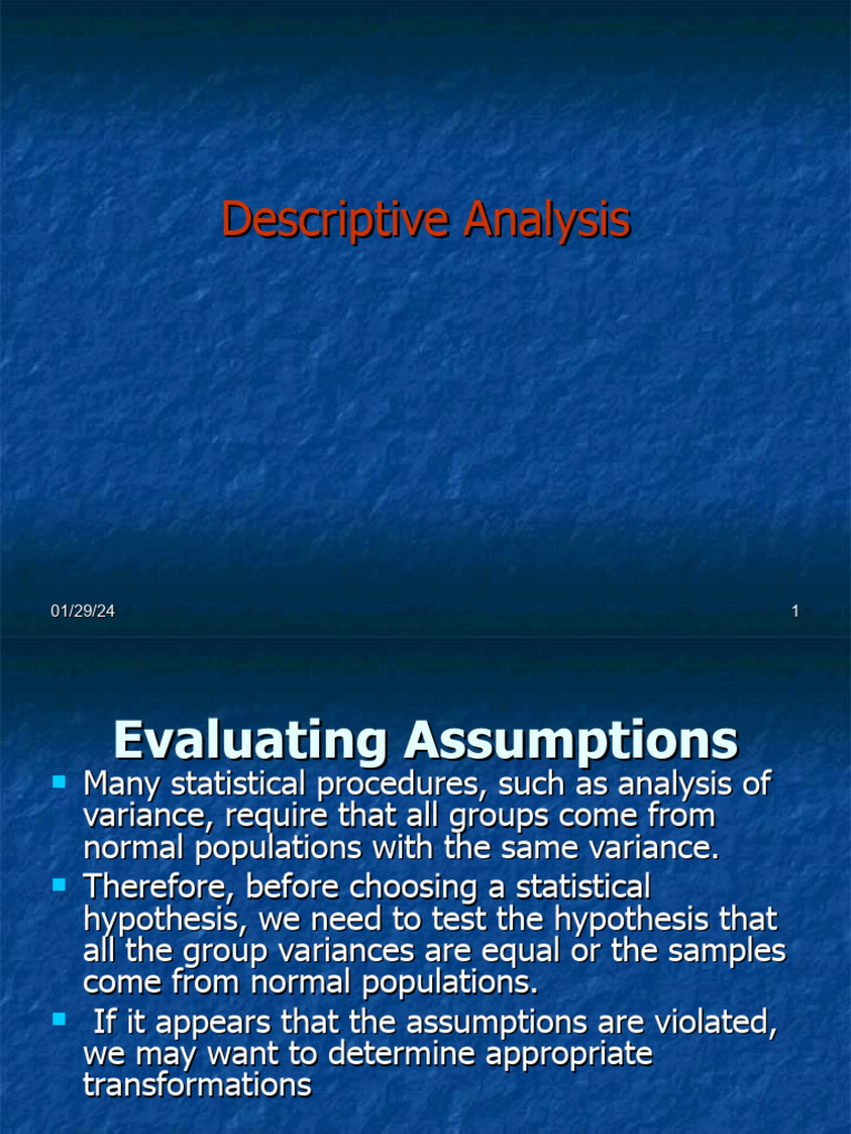 Descriptive Ananlysis | PDF | Statistics | Variance