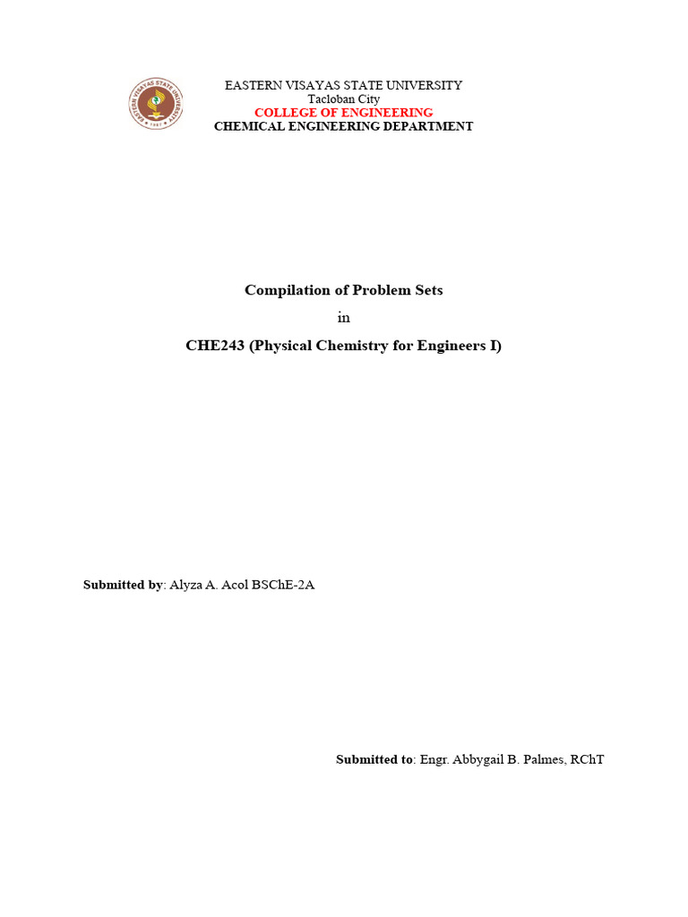 Compilation of Problem Set in Pchem | PDF | Gases | Heat