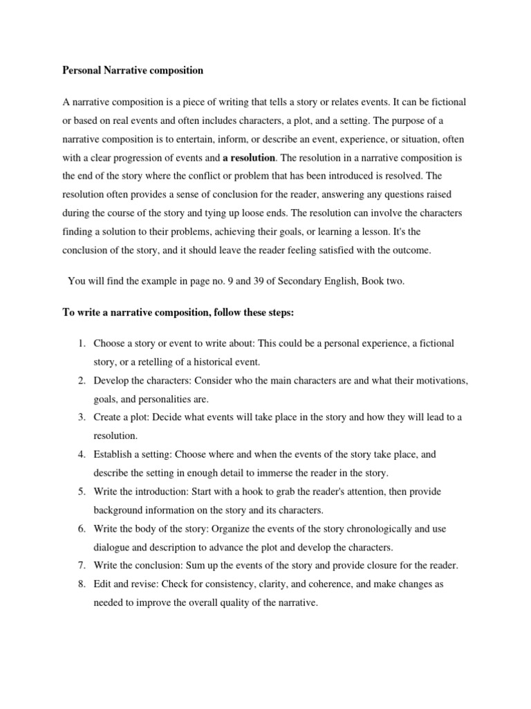 How To Write A Personal Narrative Composition1-Merged | PDF | General ...