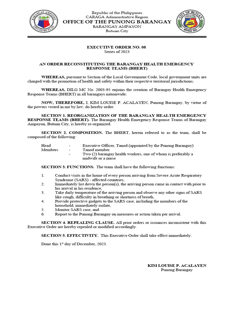 Executive Order No. 08-s-2023 (BHERT) | PDF