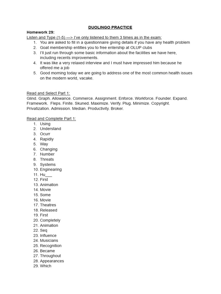 Duolingo Practice | PDF