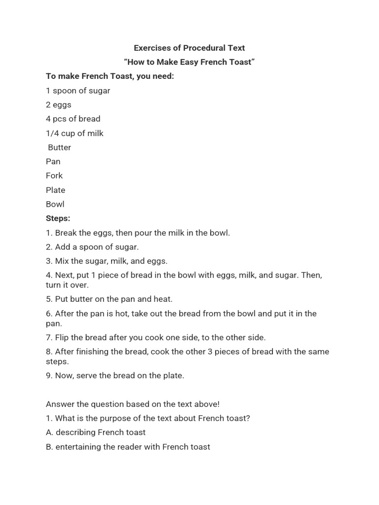 French Toast Preparation Guide | PDF | Cakes | Foods