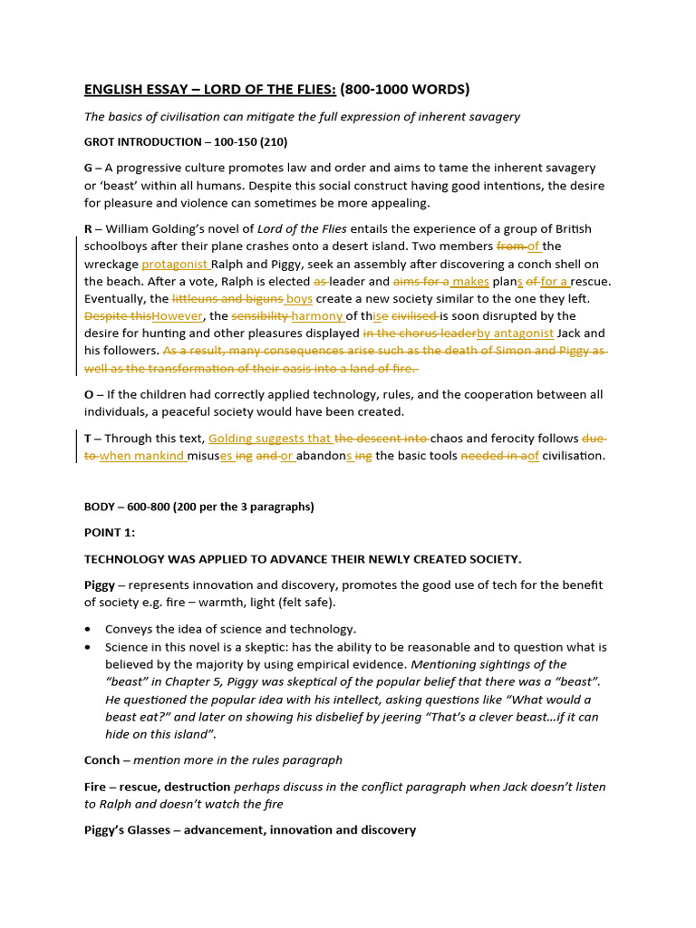 Williams Elyse - English Lotf Essay | PDF | Law | Young Adult