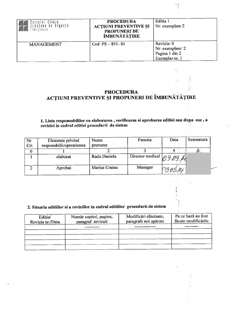 Procedura Actiuni Preventive Si Propuneri de Imbunatatire | PDF