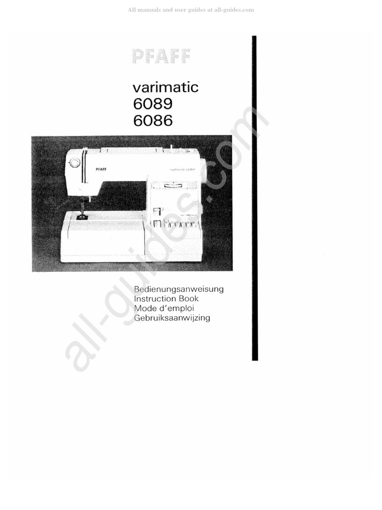 Pfaff Varimatic 6089/6086 Sewing Machine Instruction Manual | PDF