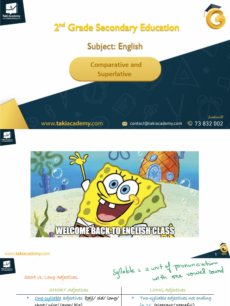 63822d4b7c62e - Corrigé - Lesson 6 - Comp and Super | PDF | Adjective