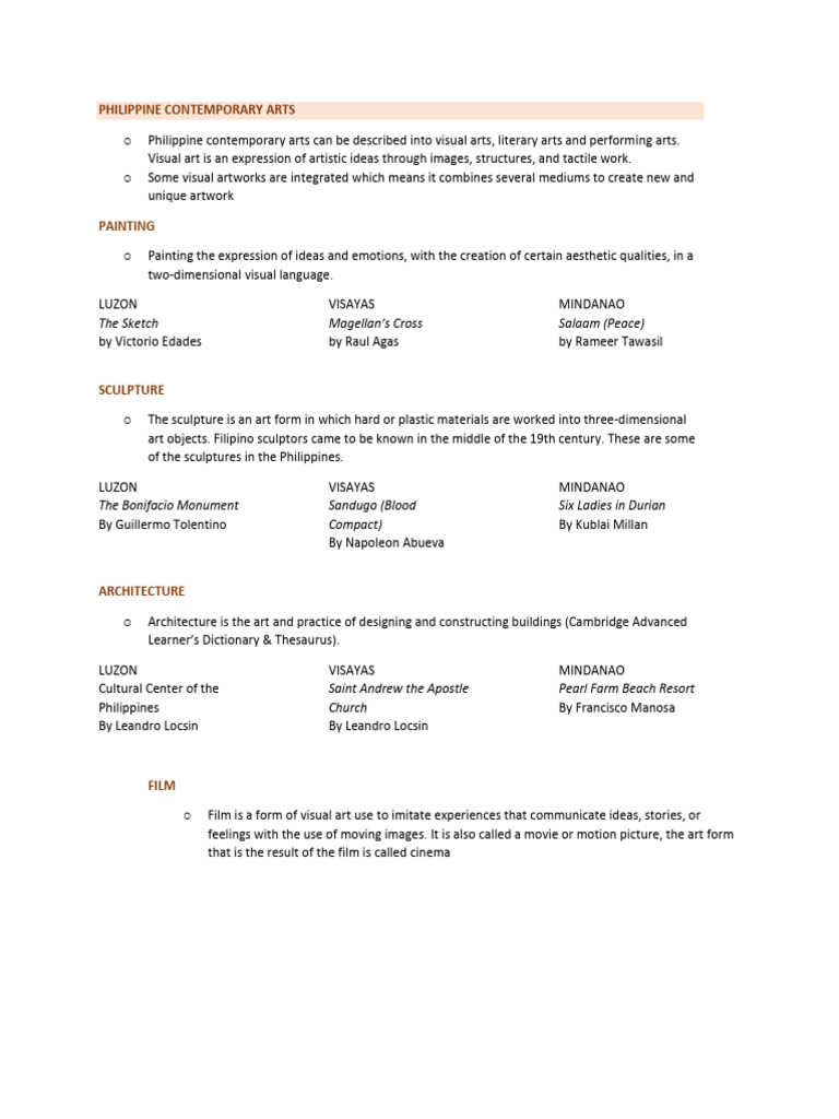 III Philippine Contemporary Art (Grade 12 CPAR Stem Notes) | Download ...