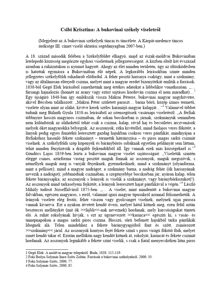 Csibi Szekelyviselet | PDF