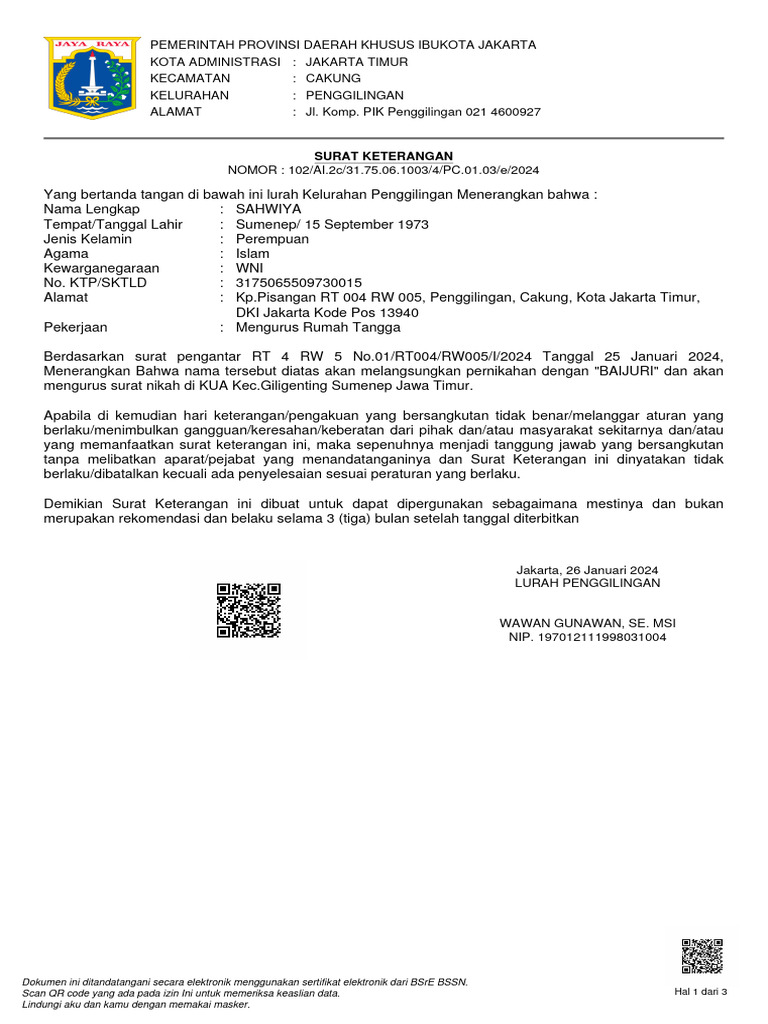 Pm1 Lurahcamat - Surat Pengantar Perkawinan Kedua Dan Seterusnya Umum | PDF