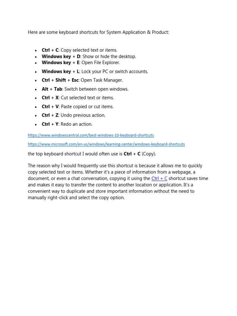 Here Are Some Keyboard Shortcuts For System Application | PDF | Art ...