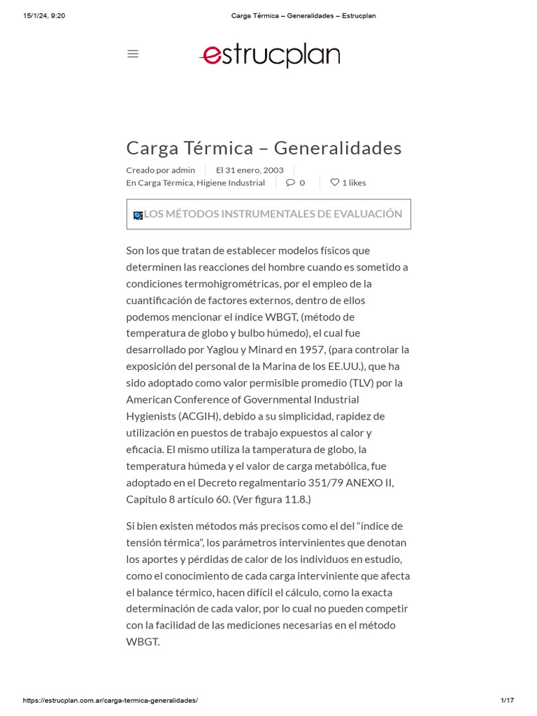 Carga Térmica - Generalidades - Estrucplan | PDF | Temperatura | Calor