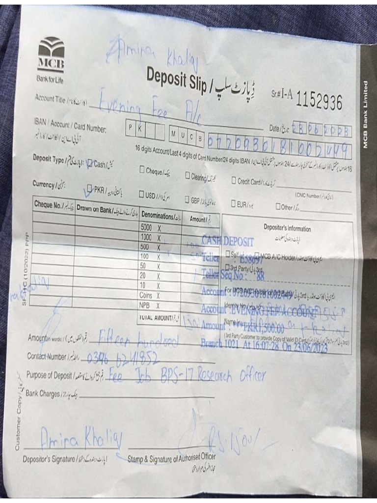 Bank Slip PDF | PDF