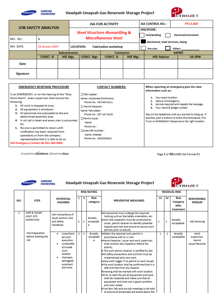 Jsa 07 (G) # Steel Structure Erection & Miscellaneous Steel-Ptj - S-007 ...