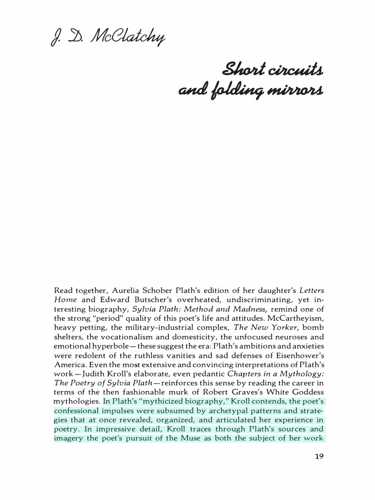 Short Circuits and Folding Mirrors | PDF | Poetry | Sylvia Plath