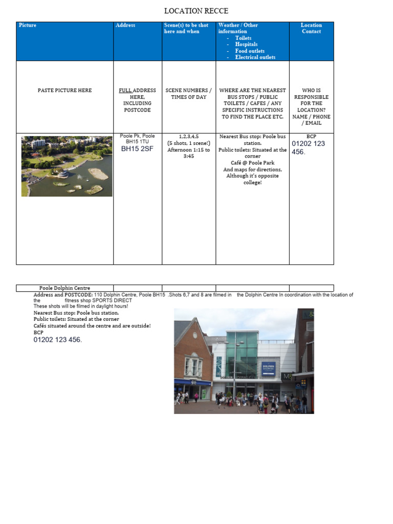 Location Recce Pro-Formaa | PDF