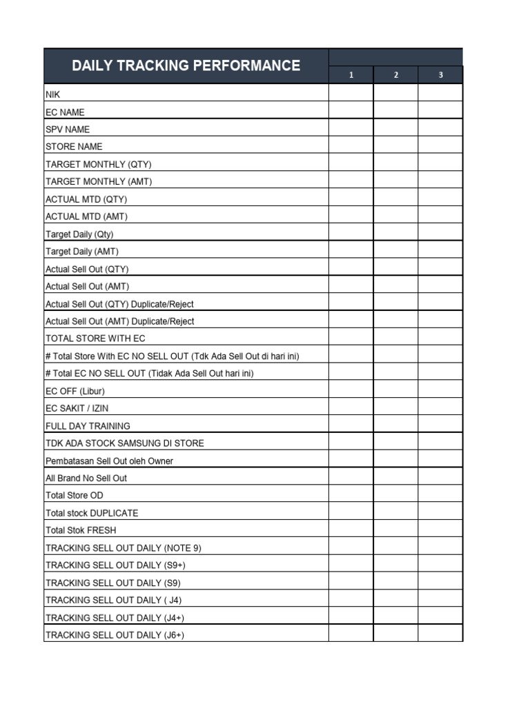 Form Daily Tracking Ec | PDF | Mobile Computers | Information Appliances