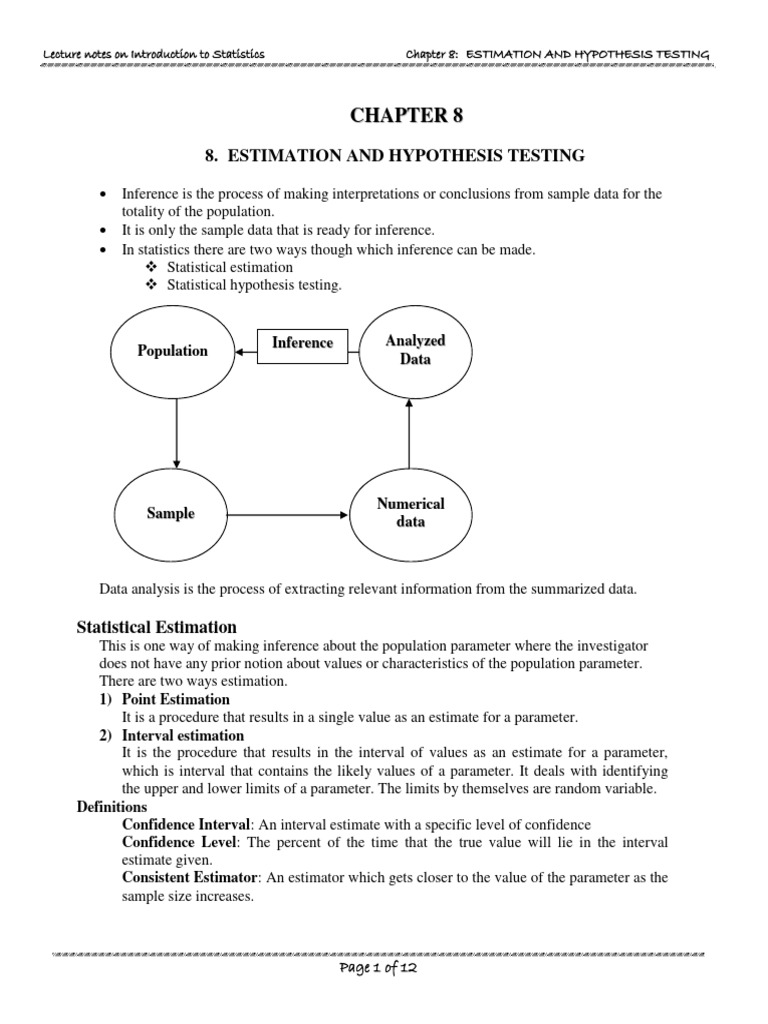 Statics Chapter 8 88 Pdf Estimator Type I And Type Ii Errors 8566