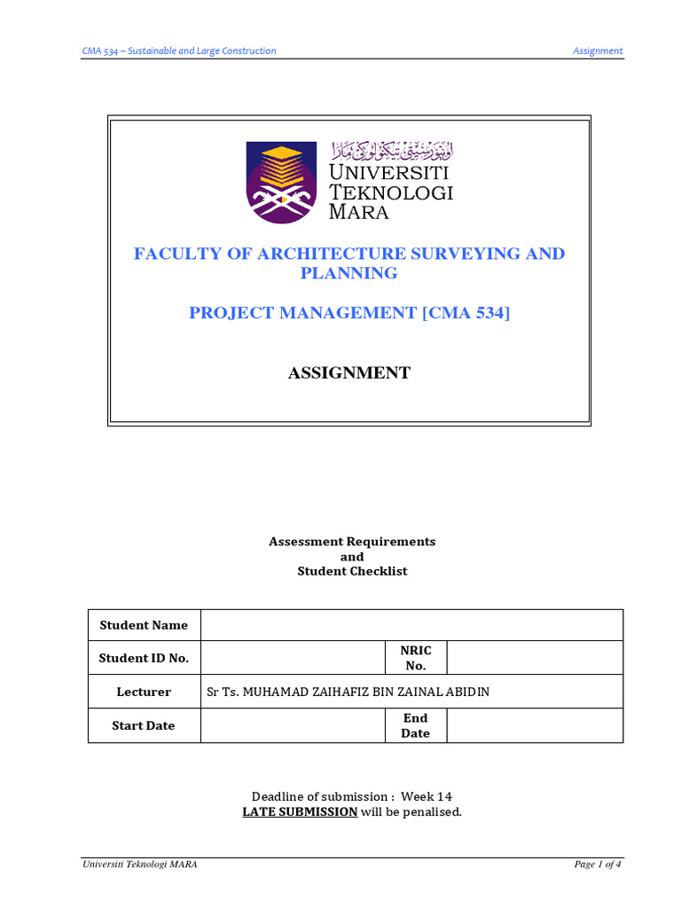 CMA 534 Sustainable Construction Assignment | PDF | Page Layout | Rubric (Academic)
