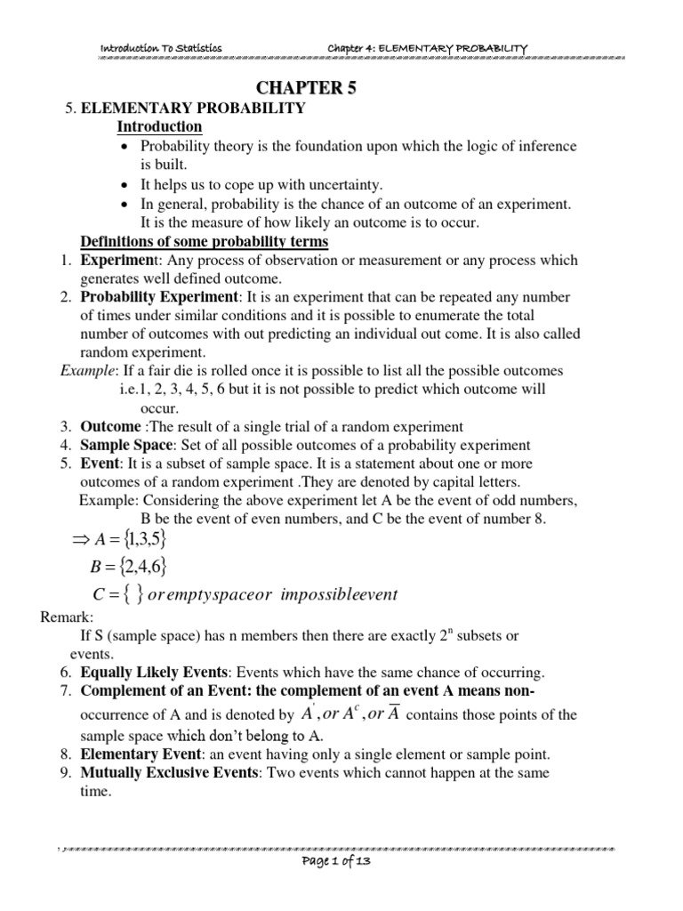 Chapter-5-Elementary Probability | PDF