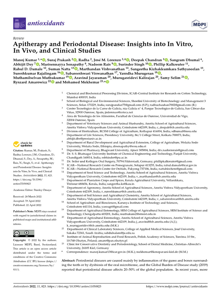 Apiterapia y Enfermedad Periodontal Paper | PDF | Periodontology ...