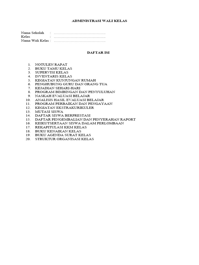Administrasi Wali Kelas | PDF | Bisnis