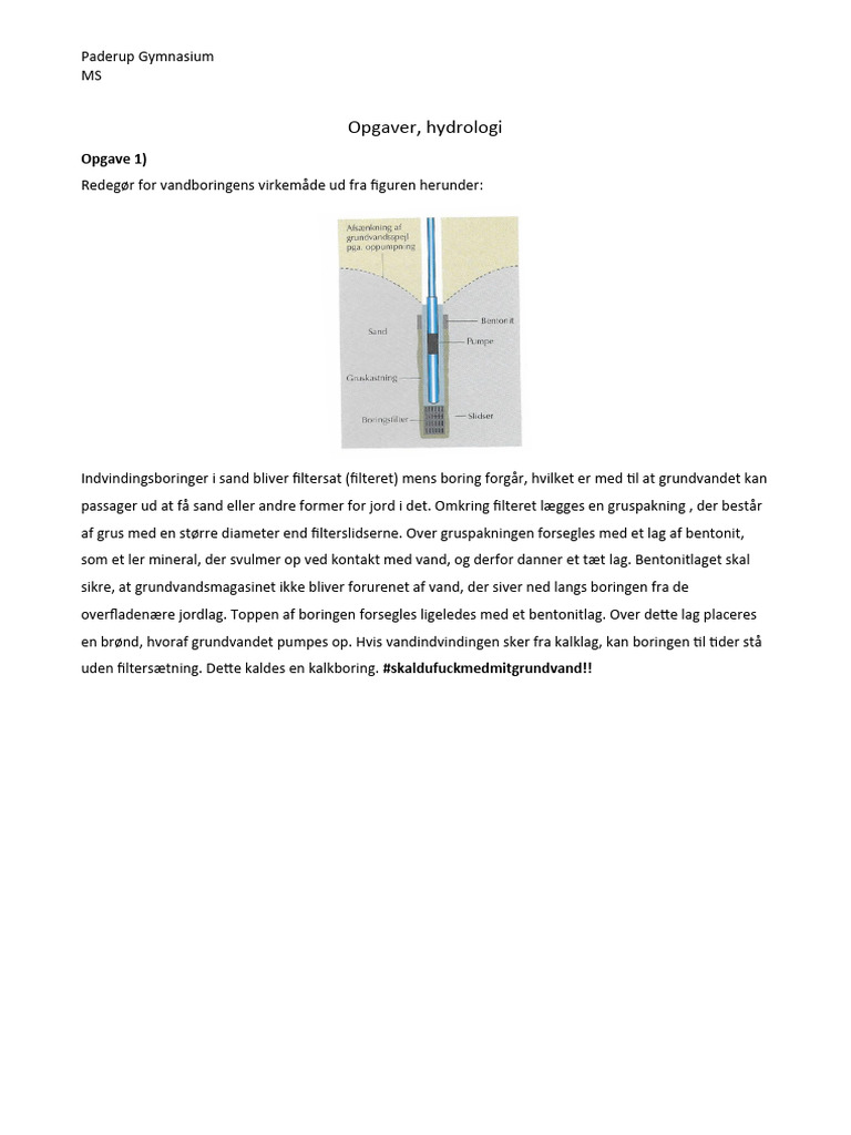 Opgaver Grundvand | PDF